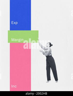 Cotemporary art collage. Person reaching for section between cost and ...