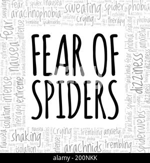 Arachnophobia: Fear of Spiders word cloud conceptual design isolated on ...
