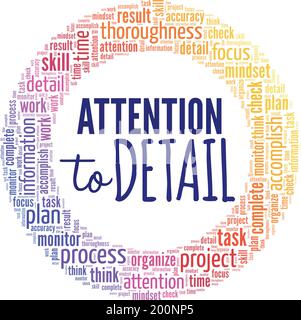 Attention to Detail word cloud conceptual design isolated on white ...