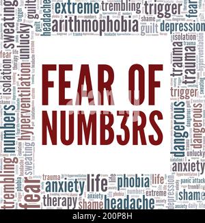 Arithmophobia: Fear of Numbers word cloud conceptual design isolated on ...
