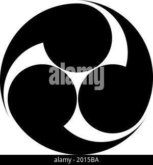 Black Hidari-mitsudomoe (left threefold tomoe) on a transparent ...