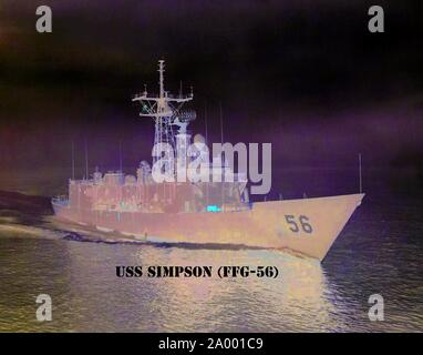 The USS Simpson (FFG-56), a guided-missile frigate, departs Souda Bay ...