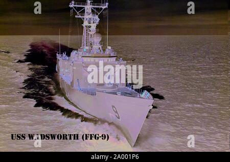 The guided missile frigate USS WADSWORTH (FFG-9) steams through the ...