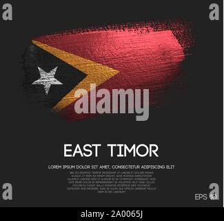 Timor flag grunge brush and text poster, vector Stock Vector Image ...