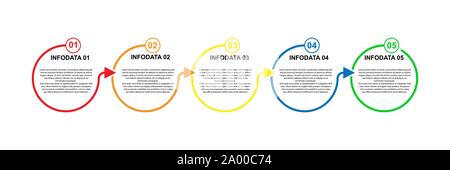 Infographics. Business process with 5 stages of development strategy ...