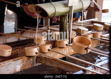 Tradition of hand washing before entering the temple in Japan Stock ...