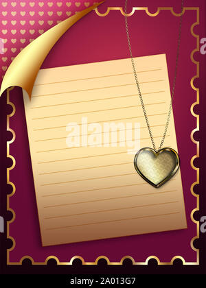 Valentine Love Heart Pendant 3D Illustration Mockup Scene on Isolated ...