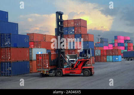 Container handlers in the boat Stock Photo - Alamy
