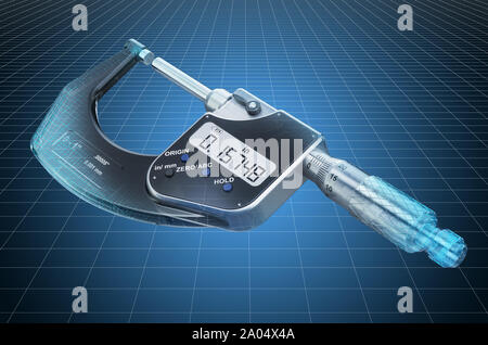 Visualization 3d cad model of micrometer, blueprint. 3D rendering Stock ...