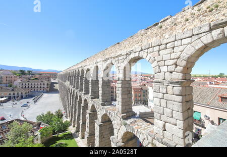 Historical town cityscape and Aqueduct Segovia Spain Stock Photo - Alamy