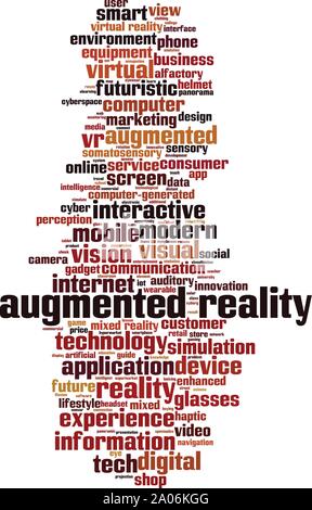 Augmented reality word cloud concept. Collage made of words about ...