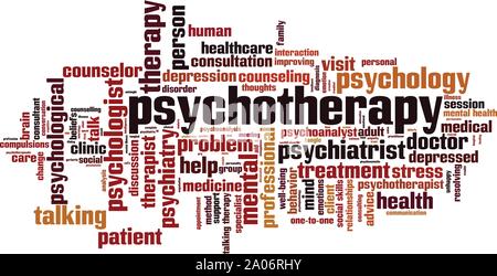 Psychotherapy word cloud concept. Collage made of words about ...