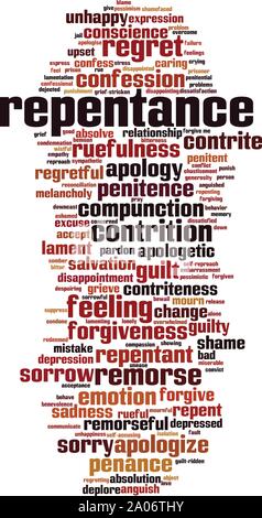 Repentance word cloud concept. Collage made of words about repentance ...
