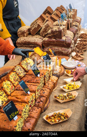 Assortment of different types of homemade rye cereals and sweet bread ...