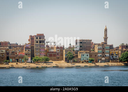 Buildings, houses and mosques on the banks of the Nile river. Egypt ...