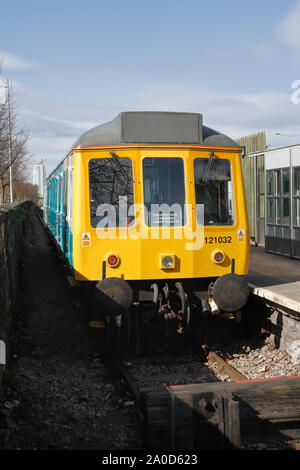 Single carriage commuter train serving the branch line Cardiff Bay ...