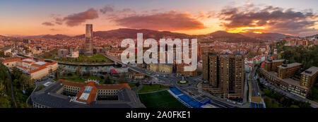 Aerial of the Guggenheim Museum, Bilbao, Basque country, Spain, Europe ...