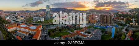 Aerial of the Guggenheim Museum, Bilbao, Basque country, Spain, Europe ...