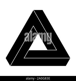 Penrose triangle, optical illusion, black outlines. Penrose tribar, an ...