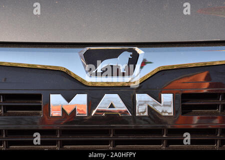 Logo of MAN AG on a MAN truck, MAN Forum, Munich, Bavaria, Germany ...