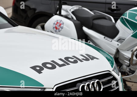 Vilnius, Lithuania - May 10: Police cars on May 10, 2019 in Vilnius ...