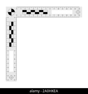 Double angled forensic ruler for measuring a crime evidences Stock ...