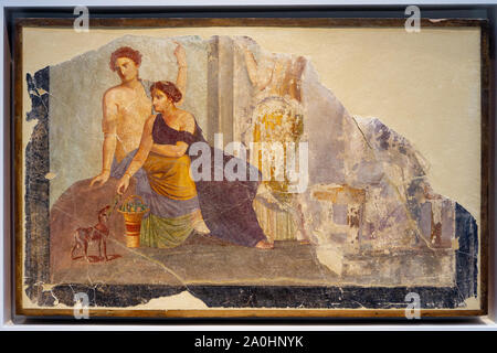 Pompeii fresco. Fragment of a fresco from the ruins of ancient Pompeii ...
