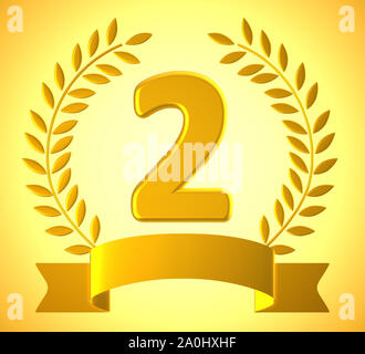 Number Two With Ribbon Means Second Birthday Or Congratulations Stock ...