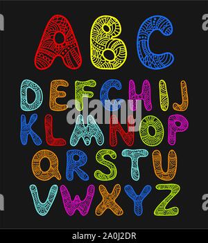 Alphabet doodle vector typography colorful set Stock Vector Image & Art ...