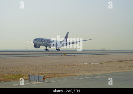 Plane Landing at Hamad International Airport, Doha, Qatar Stock Photo ...