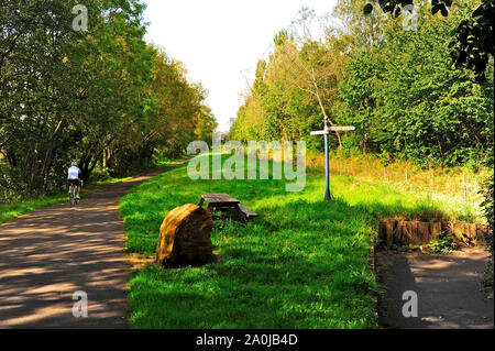 Cyclist riding on the Guild Wheel trail in Preston Stock Photo - Alamy