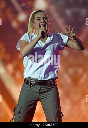 German singer and actress Jeanette Biedermann dances at the Sony Center ...