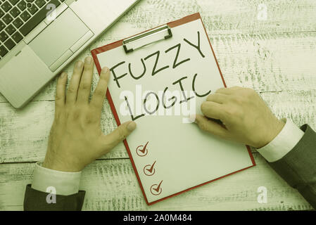 Handwriting text writing Fuzzy Logic. Conceptual photo checks for ...