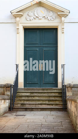 Wadham college crest above the door to the Holywell music room in ...