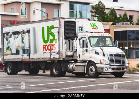 A US Foods delivery truck in the Nolita neighborhood of New York on ...