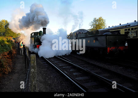 Great Western Railway class 14xx steam engine with autocoach at Didcot ...
