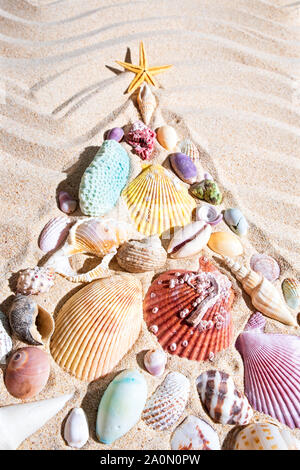 Christmas tree from sea shells, starfish alternative decoration blue ...