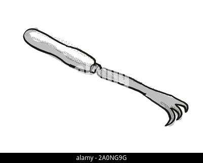 hand cultivator Garden Tool Cartoon Retro Drawing Stock Photo - Alamy