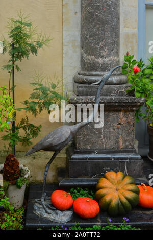 Decorated pumpkin, Thanksgiving garden ornament, Heidenreichstein ...