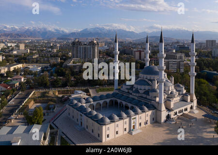 Aerial by drone of the central Mosque in the Hausa village of Yaama ...