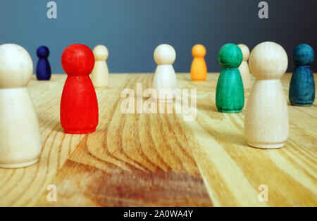 Diversity and Inclusion concept. Wooden and colored figurines Stock ...