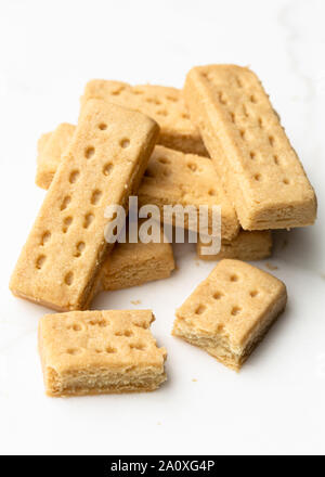 traditional Scottish shortbread fingers isolated on white background ...