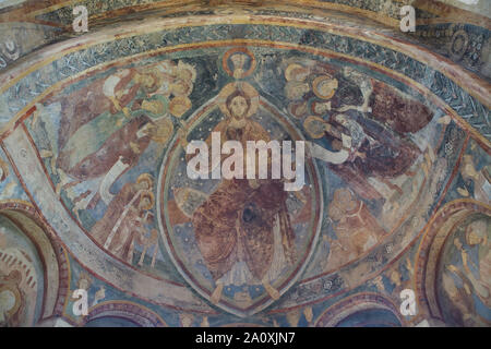 Jesus Christ in the mandorla surrounded by the apostles depicted in the ...