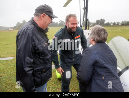 James Ketchell in his open cockpit gyrocopter at Popham Airfield in ...