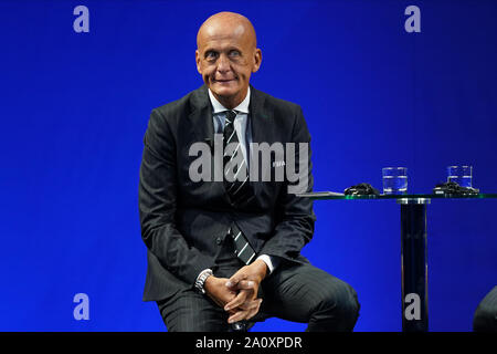 Italian former football referee Pierluigi Collina, in the stands prior ...