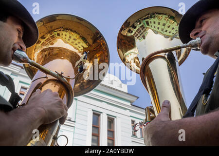 Members of Italian Alpine Troops band Andrea Morandi Fanfara Alpina ...
