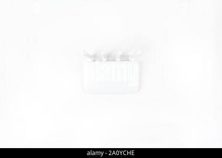 WiFi Router top view. Studio shot of white wireless router modem ...