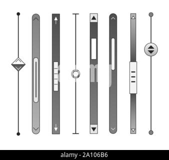 Scrollbars. Website design template scroll bars, computer ui scrolling tools vector elements ...