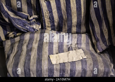 Uniform of a Jewish prisoner at Auschwitz I Nazi concentration camp ...