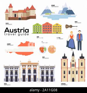 Travel map with landmarks of Austria Stock Vector Art & Illustration ...